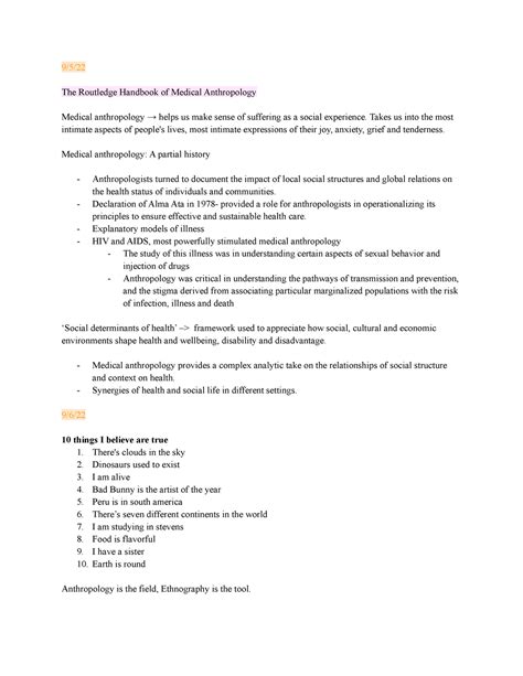 Medical Anthropology Notes 95 The Routledge Handbook Of Medical