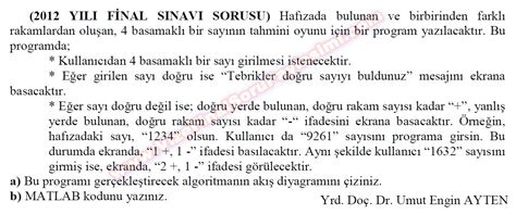 Algoritma Ve Programlama Final Sorusu 2012 Vize Ve Final Soruları