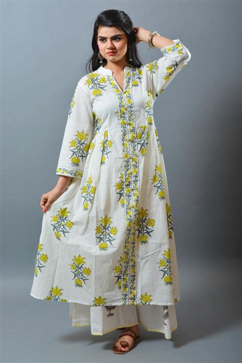 Block Printed Cotton Dress Indian Summer Fashion Kurta Etsy