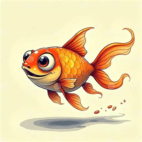 Cartoon Character Comedy Gold Fish Goldfish Water Swimming Happy Face