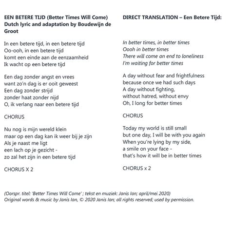 Sheet Music Lyrics Teaching Tools Janis Ian Better Times Will Come