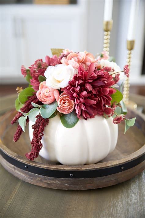Diy Pumpkin Vase Fall Flower Arrangements Fall Pumpkin Centerpieces