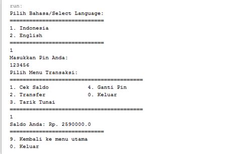 Program Sederhana Java Program Atm Machine Java Netbeans