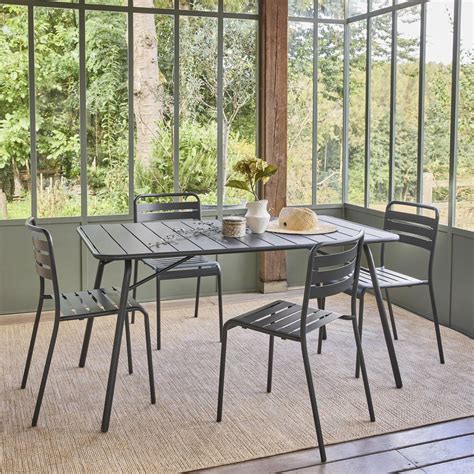 Table De Jardin Pliante Métal 6 Places Anthracite Sweeek