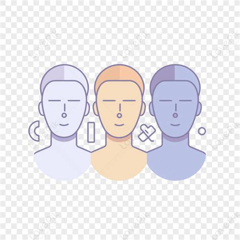 그라데이션 색상의 세 가지 다른 얼굴 벡터스케치개요 Png 일러스트 무료 다운로드 Lovepik