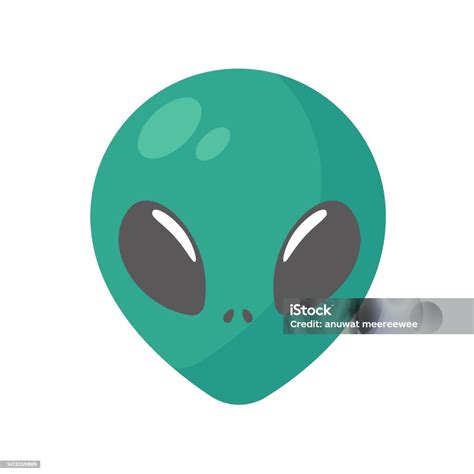Wajah Alien Makhluk Asing Hijau Dengan Mata Besar Ilustrasi Stok
