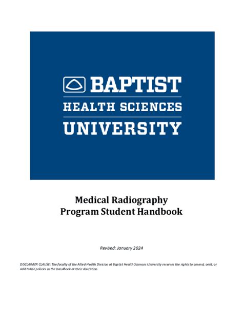 Fillable Online Medical Radiography Program Student Handbook Fax Email