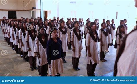Students Singing The National Anthem At Morning Assembly Stock Footage