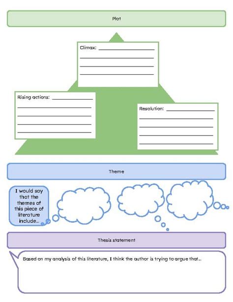 Literature Analysis Graphic Organizer By Victoria Carty Tpt