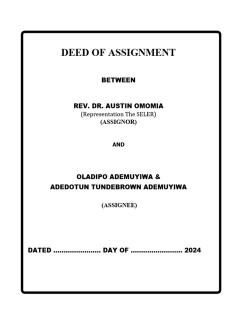 Deed Of Assignment Pdf Assignment Law Private Law