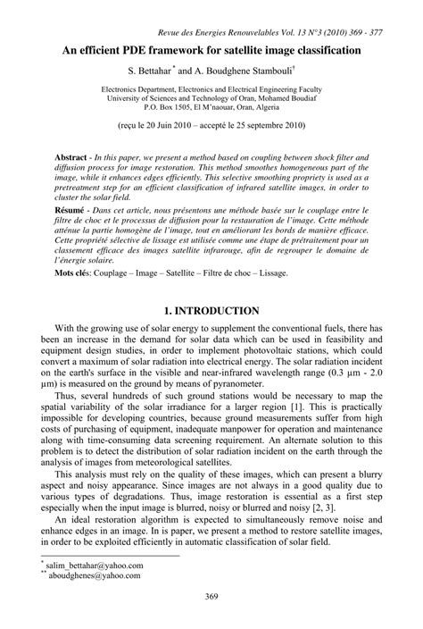 Pdf An Efficient Pde Framework For Satellite Image Classification