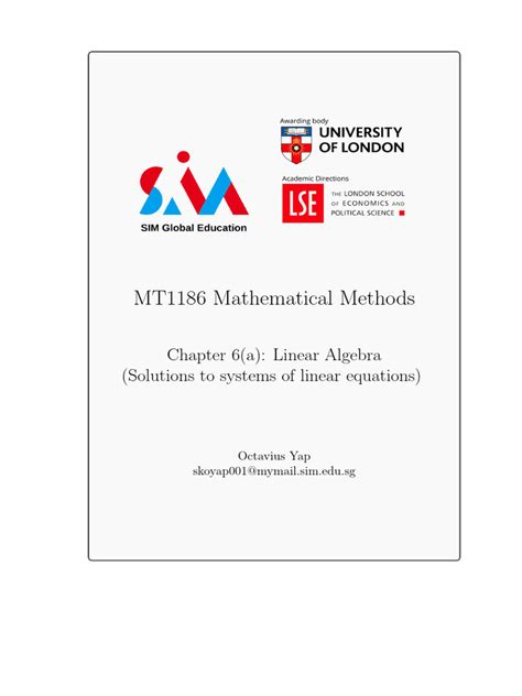 06 A Linear Algebra Row Operation Sc Pdf Matrix Mathematics