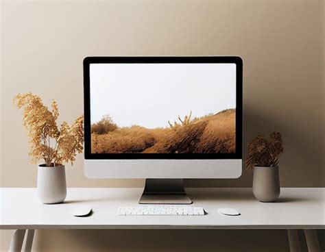 Premium Ai Image Computer Desktop Screen Mockup Illustration Created