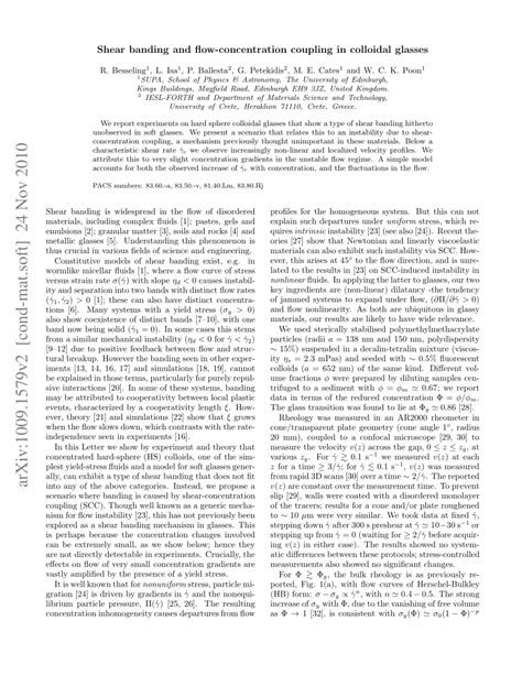 Pdf Shear Banding And Flow Concentration Coupling In Colloidal Glasses
