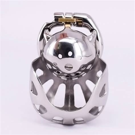 Tiny Chastity Device With Scrotum Testicle Pouch Metalchastity