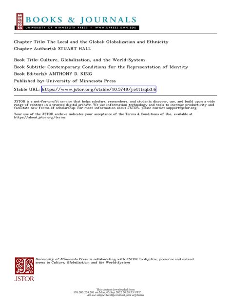 The Local And The Global Globalization And Ethnicity Pdf