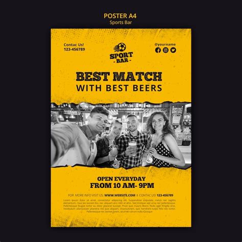 Free Psd Textured Sports Bar Poster Template