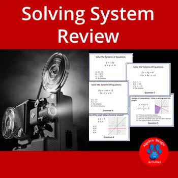 Solving System Review Activity By Algebra Beagle TPT