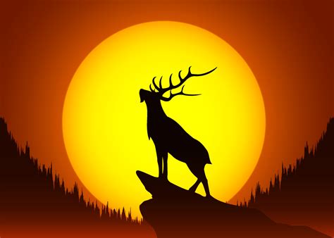 Beautiful Abstract Silhouette Wallpaper Of Stag Or Deer Standing In