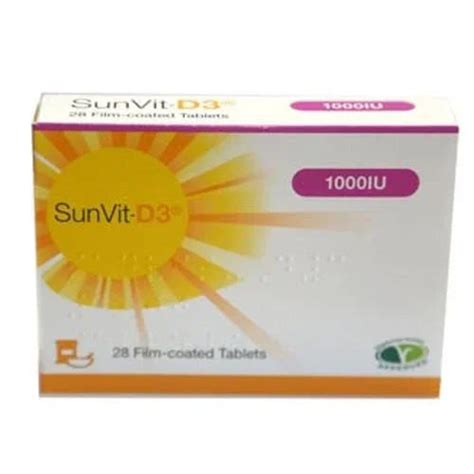 Sunvit D3 Vitamin 1000iu Film Coated Tablets X28 Colecalciferol