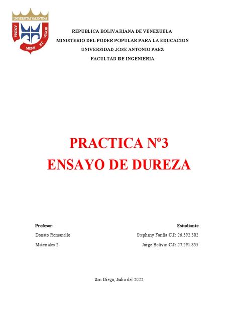 Practica 3 Dureza Pdf Dureza Deformación Ingeniería
