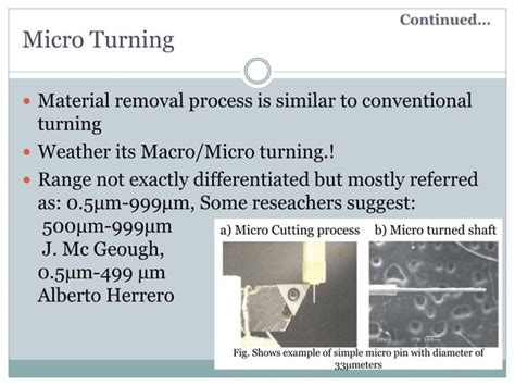 Micro Machining And Classification And Electro Chemical Micro