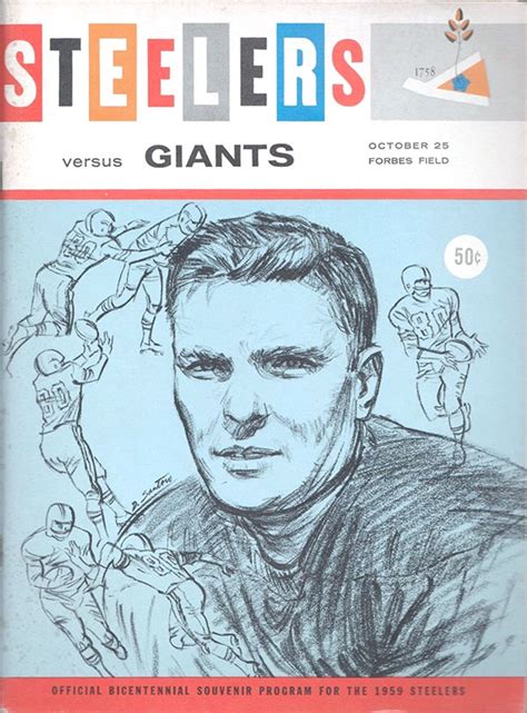 Nfl Program Pittsburgh Steelers Vs New York Giants October 25 1959