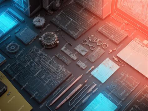 Premium Ai Image A Desk With A Laptop A Clock A Compass A Clock A Clock A Clock And A