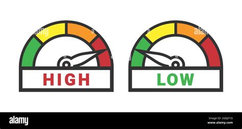 Low And High Gauge Scale Measure Speedometer Icon From Green To Red Isolated Stock Vector Image