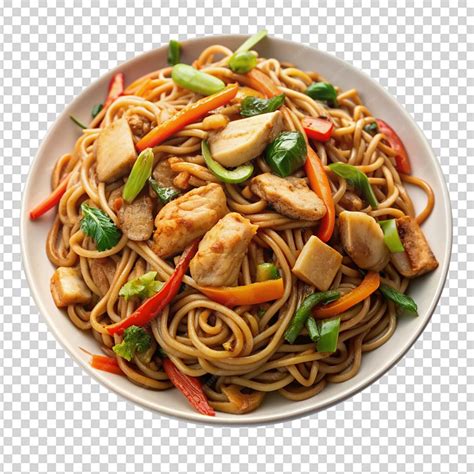 Chicken Yakisoba Isolated White Background Premium Ai Generated Psd
