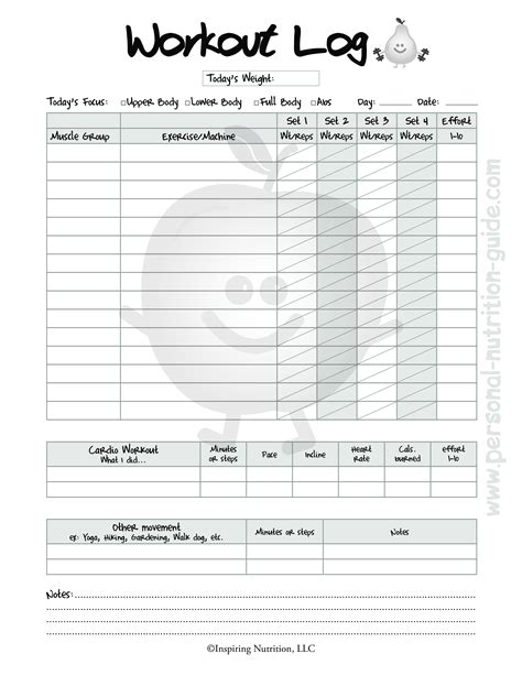 Gratis Printbare Blanko Workout Log
