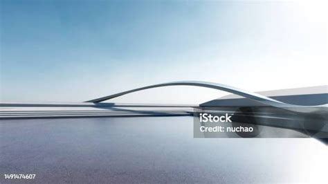 빈 콘크리트 바닥이 있는 추상적인 미래 건축물의 3d 렌더링 차에 대한 스톡 사진 및 기타 이미지 차 초현대적 전시실 Istock