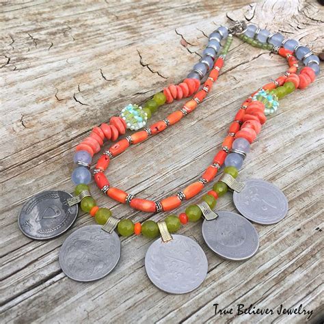 Leaves Of Grass Kuchi Coin Necklace Coin Necklace Necklace Beaded Necklace