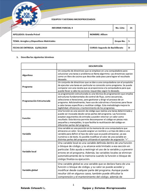 Informe Procesados 2 Pdf Programa De Computadora Programación