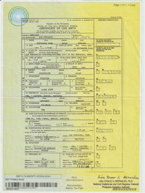 Psa Birth Certificate Pdf