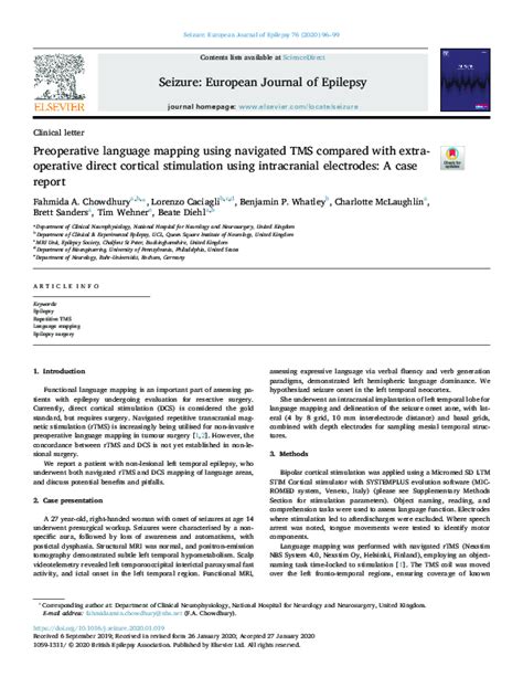 Pdf Preoperative Language Mapping Using Navigated Tms Compared With