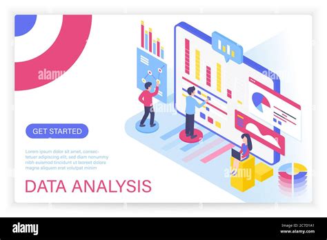 data analysis concept isometric illustration for internet website