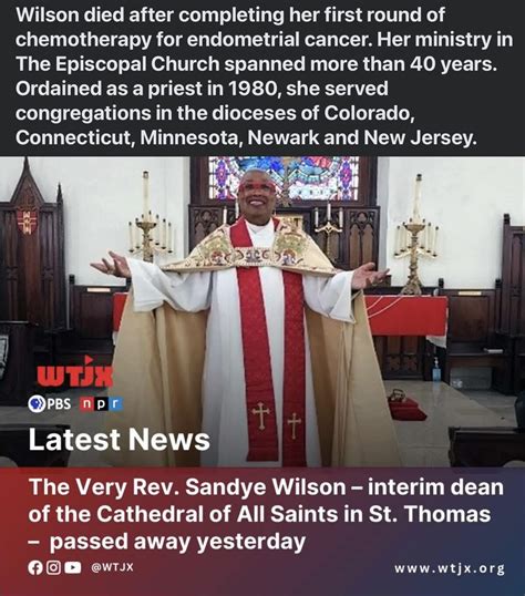 The Very Rev Sandye Wilson Was Beloved By Many And Will Be Dearly