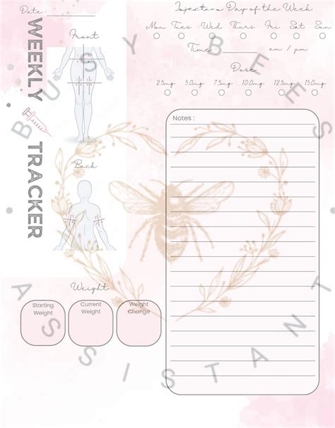 Weight Loss Injection Tracker Etsy