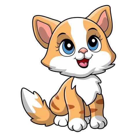 Lindo Gatito De Caricatura Sobre Fondo Blanco Ilustracin Del Vector