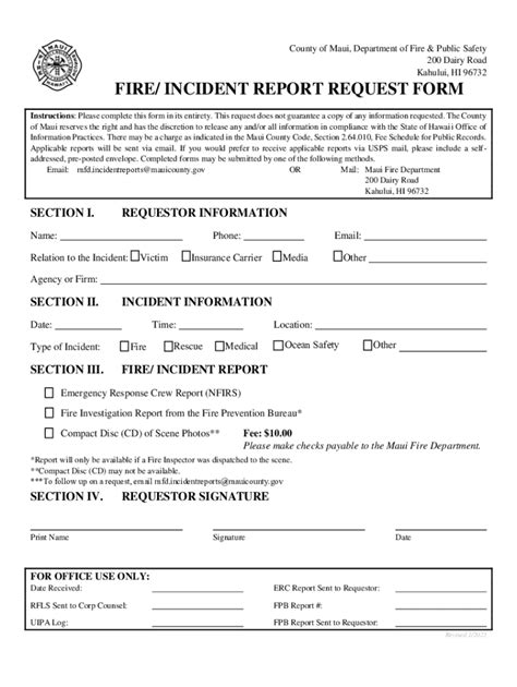 Fillable Online Fire Incident Report Request Form Fax Email Print