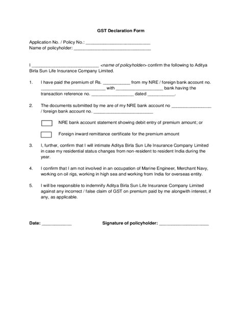 Fillable Online Gst Declaration Form Fax Email Print Pdffiller