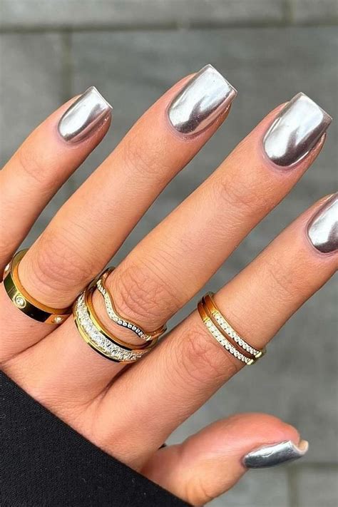 85 Eye Catching Metallic Nail Ideas For A Chrome Mani Fall Chrome
