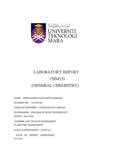 Lab Report Chm Pdf Emission Spectrum Ion