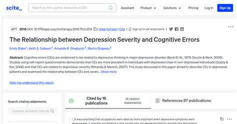 The Relationship Between Depression Severity And Cognitive Errors
