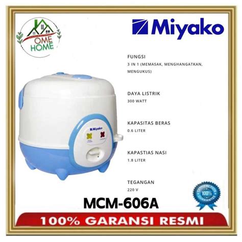 Miyako Rice Cooker Magicom Mini 0 6 Liter Mcm 606a Biru Lazada Indonesia