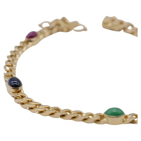 Noble 14k Yellow Gold Bracelet With Cabochon For Sale At 1stdibs