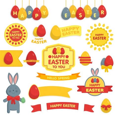 Easter Set Royalty Free Vector Image Vectorstock
