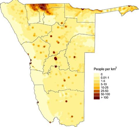 Namibia Population Density Map