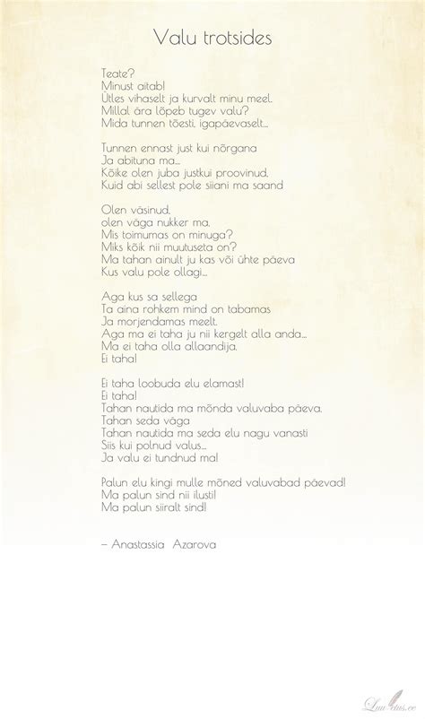 Anastassia Azarova Luuletus Ee